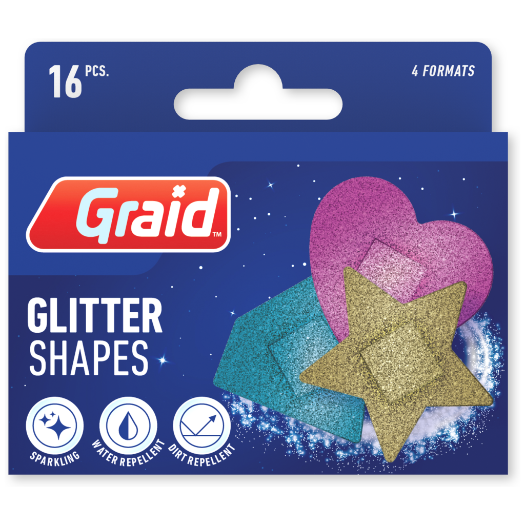 GLITTER PLASTER HEART, DIAMOND, STAR - RFX CARE