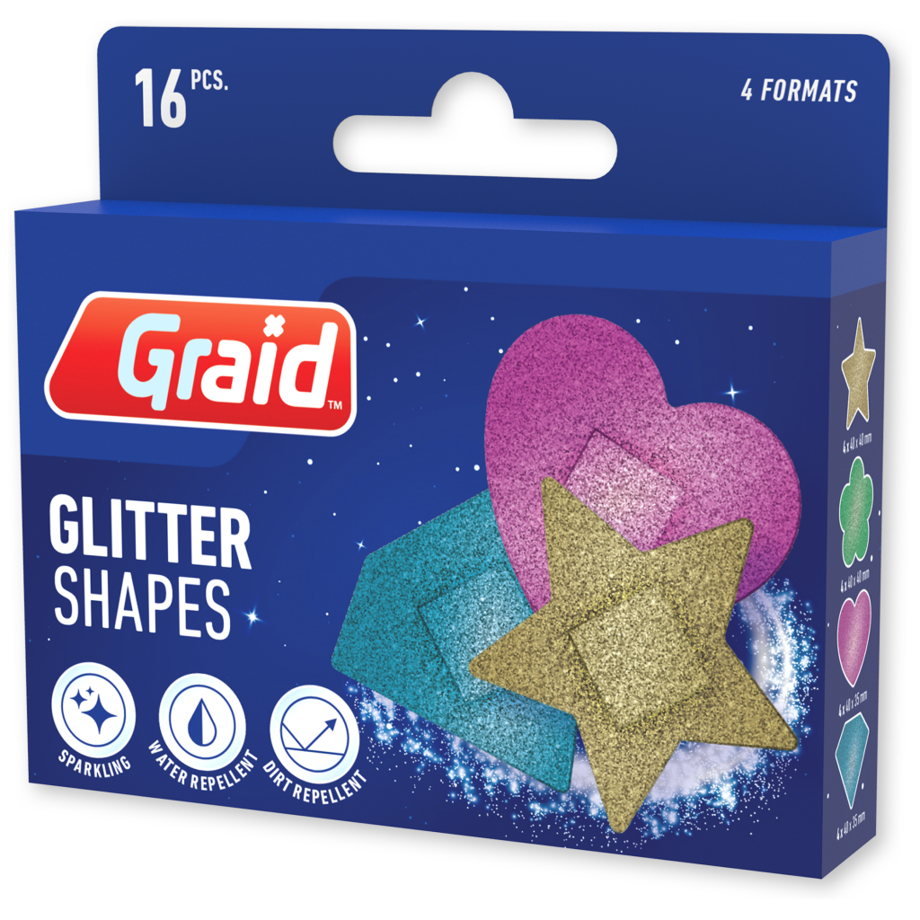 GLITTER PLASTER HEART, DIAMOND, STAR - RFX CARE